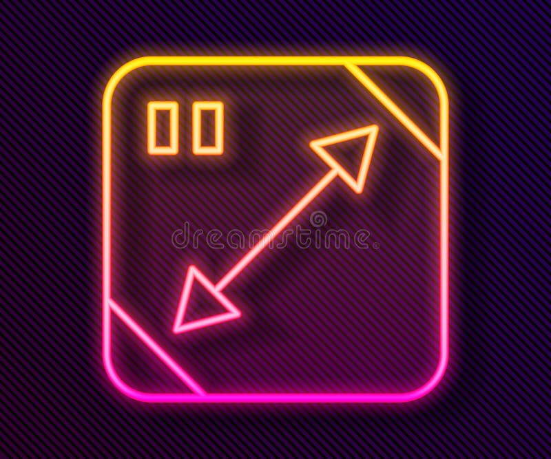 Glowing Neon Line Diagonal Measuring Icon Isolated on Black Background ...
