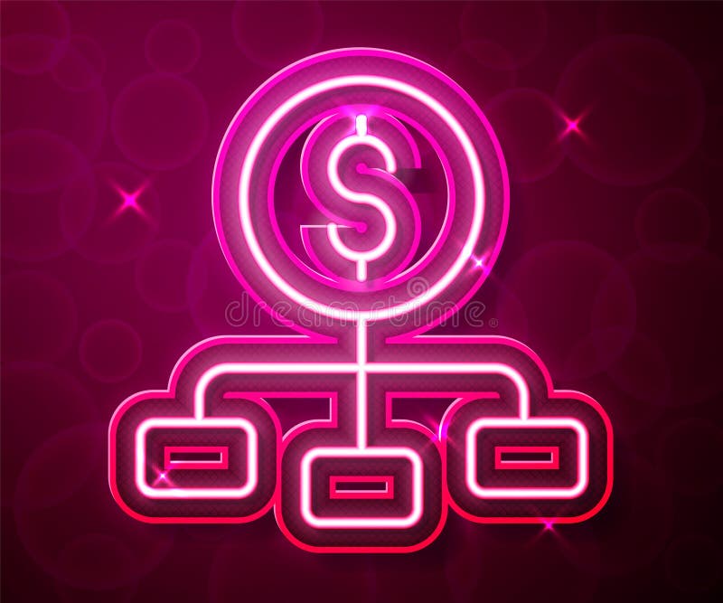 Glowing Neon Line Dollar on Top of Financial Hierarchy Icon Isolated on ...