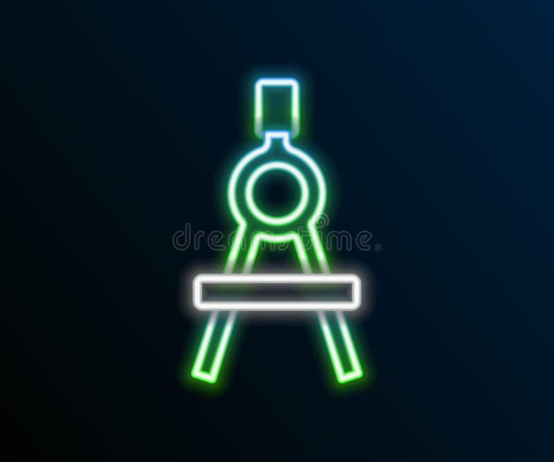 Glowing Neon Line Drawing Compass Icon Isolated on Black Background ...