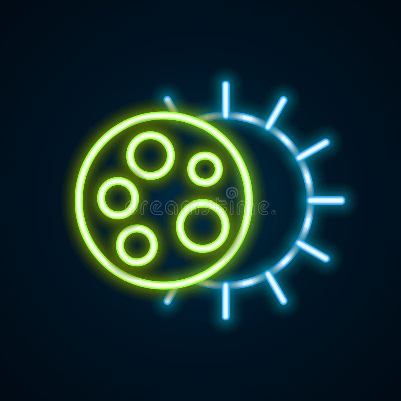 Glowing Neon Line Eclipse of the Sun Icon Isolated on Black Background ...