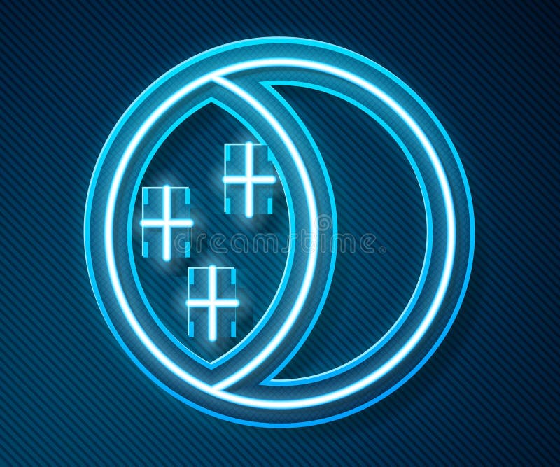 Glowing Neon Line Eclipse of the Sun Icon Isolated on Blue Background ...