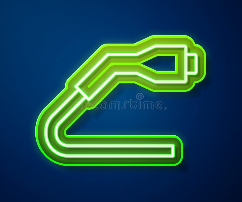 Glowing Neon Line Electrical Cable Plug Charging Icon Isolated on Blue ...