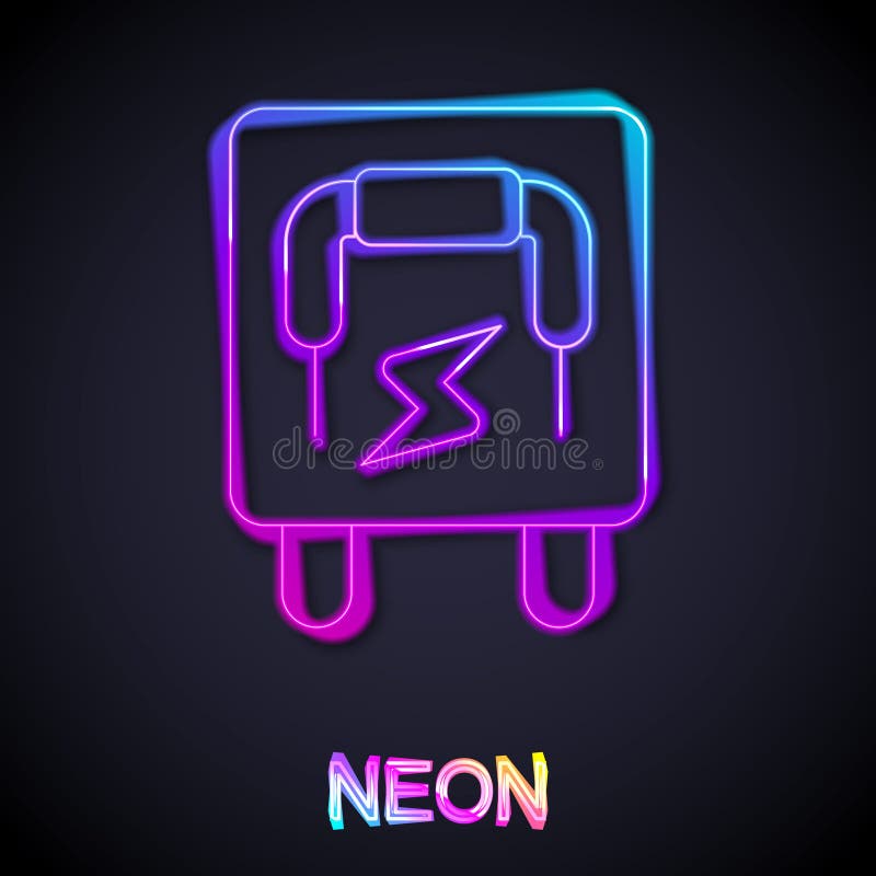 Glowing Neon Line Electrical Panel Icon Isolated on Black Background ...