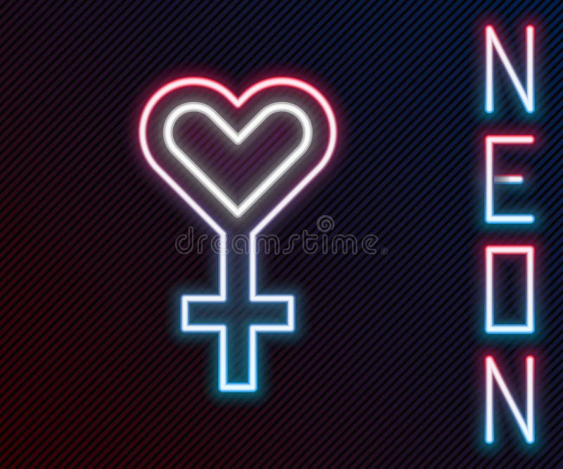 Glowing Neon Line Female Gender Symbol Icon Isolated on Black ... Glowing Neon Line Female Gender Symbol Icon Isolated on Black ...