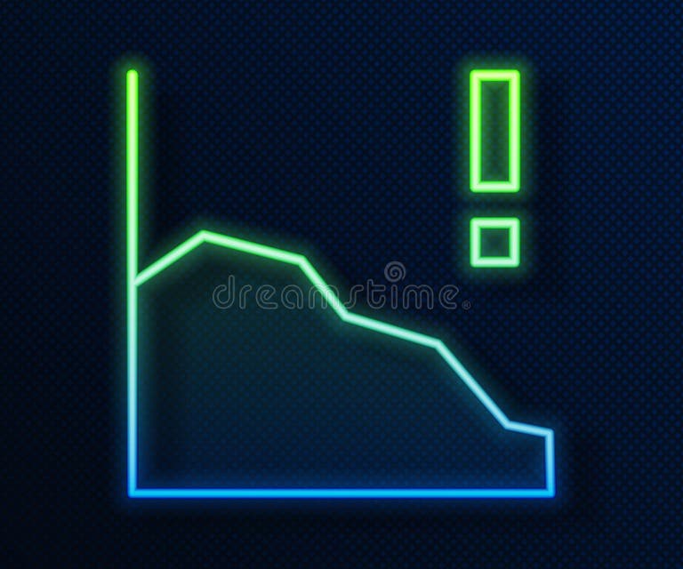 Glowing Neon Line Financial Growth Decrease Icon Isolated on Blue Background. Increasing Revenue ...