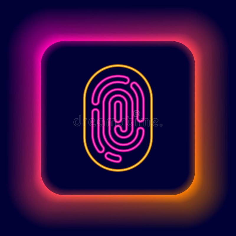 Glowing Neon Line Fingerprint Icon Isolated on Black Background. ID App ... Glowing Neon Line Fingerprint Icon Isolated on Black Background. ID App ...