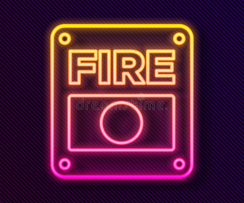 Glowing Neon Line Fire Alarm System Icon Isolated on Black Background ...