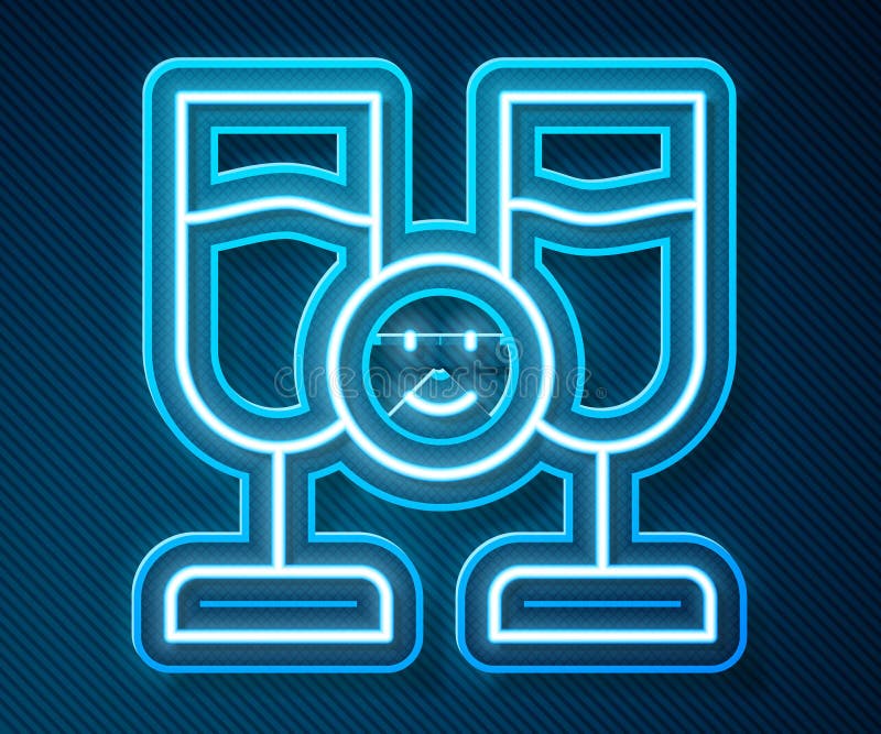 Glowing Neon Line Friends Drinking Alcohol Icon Isolated on Blue ...