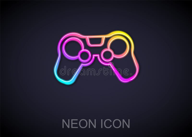 Glowing Neon Line Gamepad Icon Isolated on Black Background. Game ...