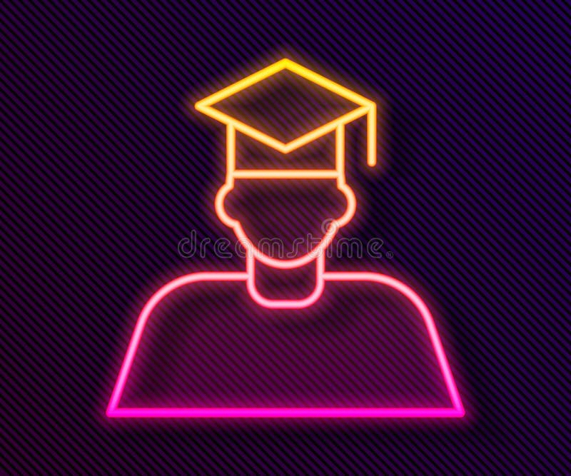 Glowing Graduation Cap Vector Illustration Made of Neon Particles ...
