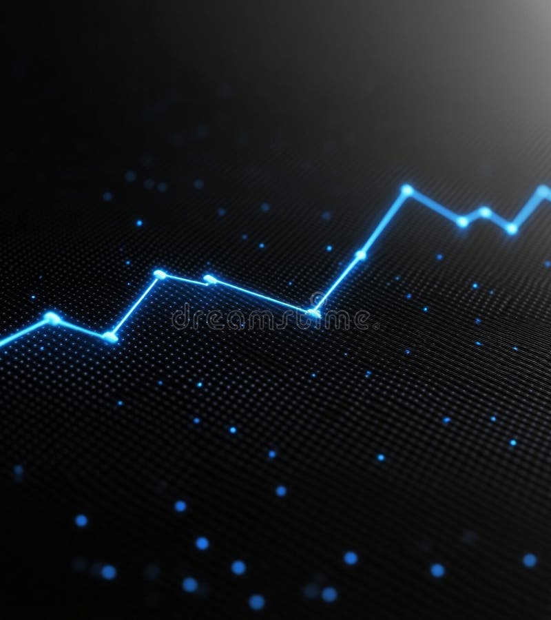 Glowing Neon Line Graph on Black Background Symbolizing Data Trends ...