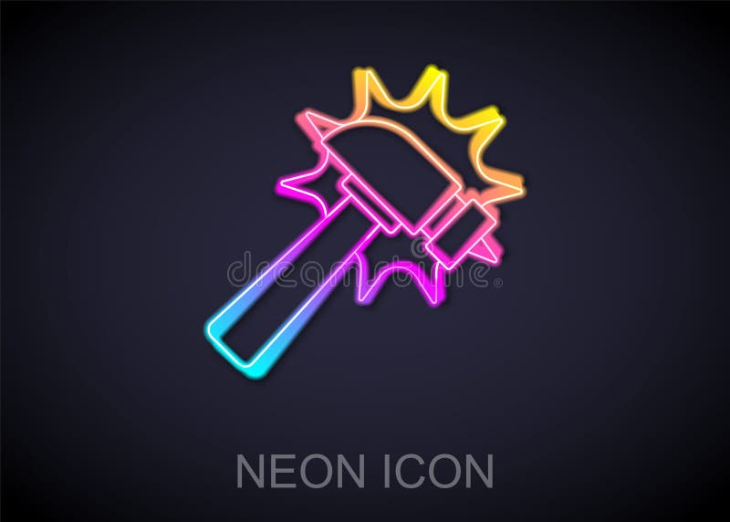 Glowing Neon Line Hammer Icon Isolated on Black Background. Tool for ...