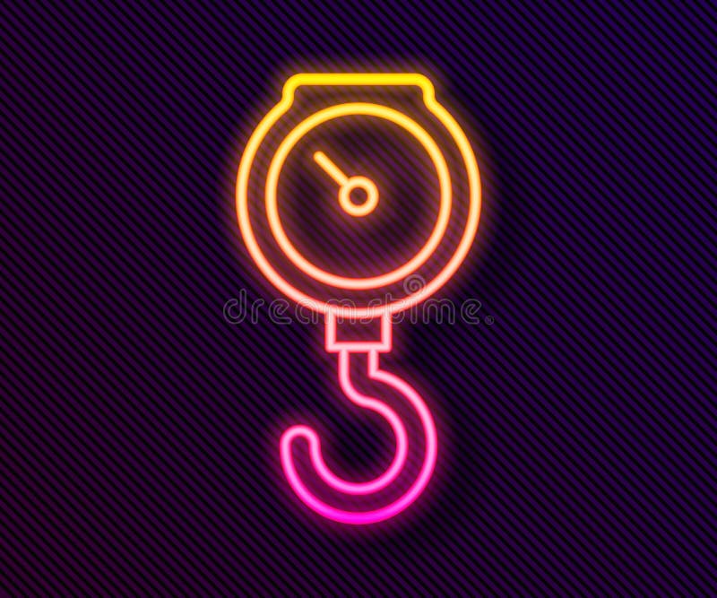 Glowing Neon Line Hand Scale Spring Mechanical Icon Isolated on Black ...