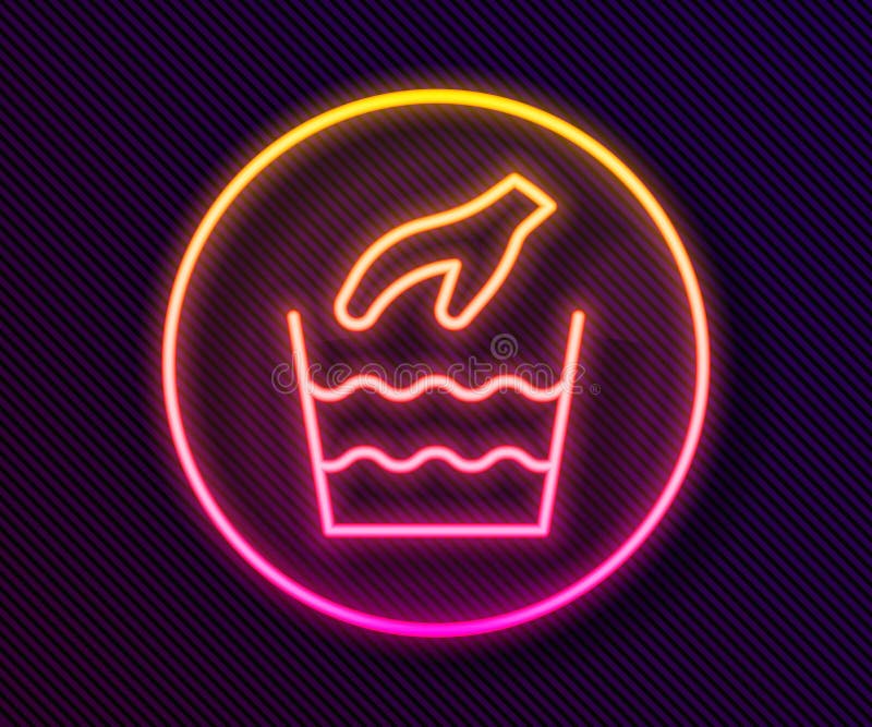Glowing Neon Line Hand Wash Laundry Icon Isolated on Black Background ...