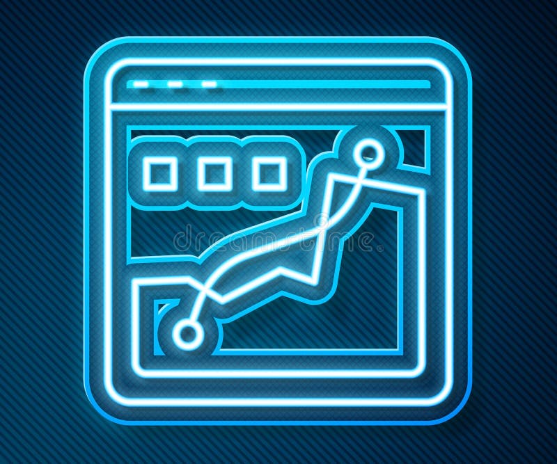 Glowing Neon Line Histogram Graph Photography Icon Isolated on Blue ...