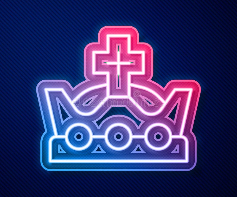 Glowing Neon Line King Crown Icon Isolated on Blue Background. Vector ...
