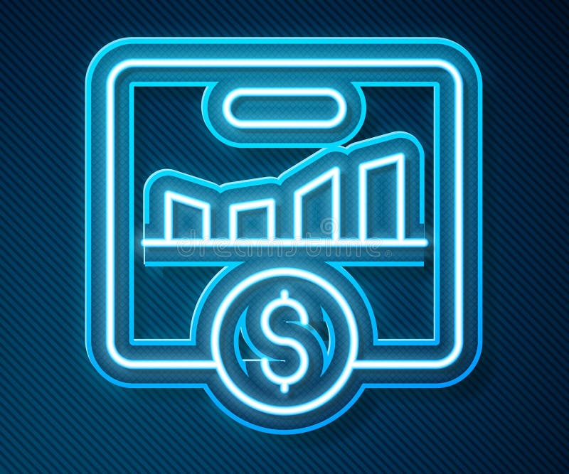 Glowing Neon Line KPI - Key Performance Indicator Icon Isolated on Blue ...