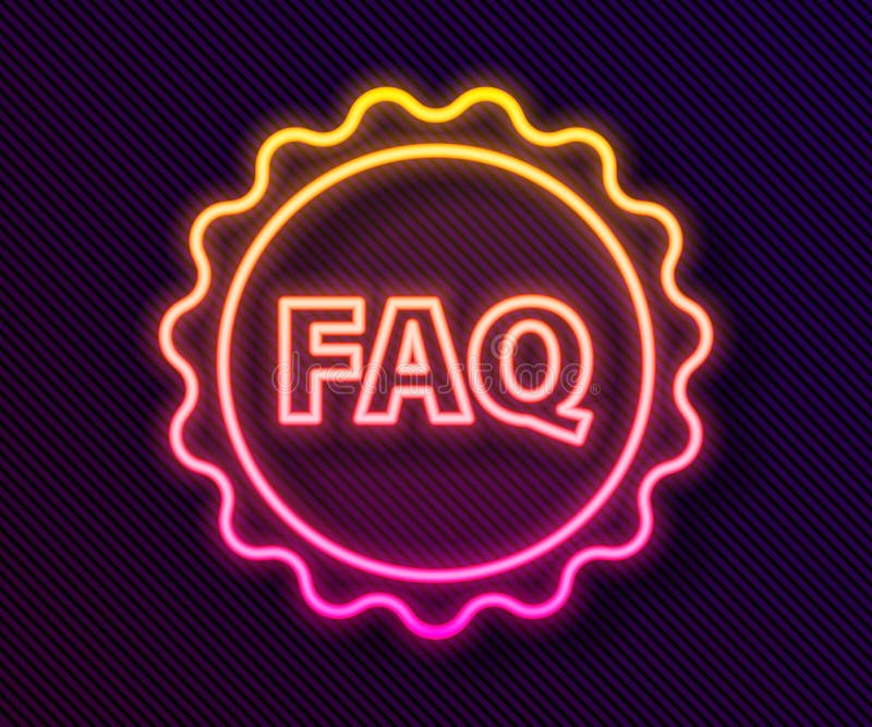 Glowing Neon Line Label with Text FAQ Information Icon Isolated on ...
