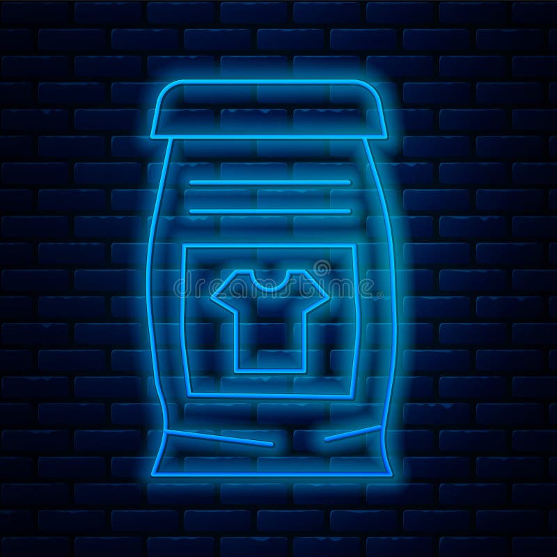 Glowing Neon Line Laundry Detergent for Automatic Wash Machine Icon ...
