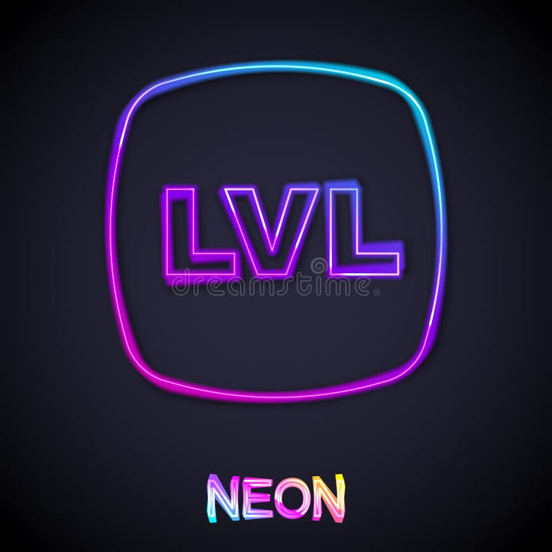 Glowing Neon Line Level Game Icon Isolated on Black Background. Vector ...