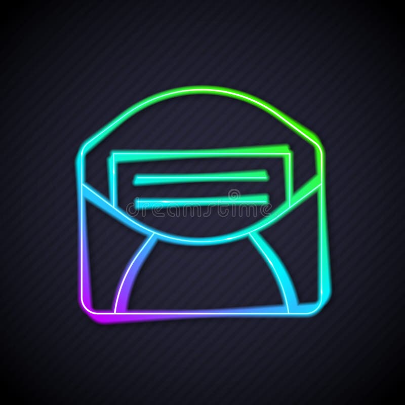 Glowing Neon Line Mail and E-mail Icon Isolated on Black Background ...