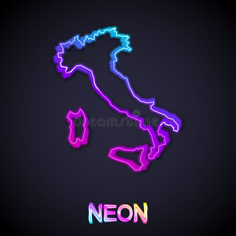 Glowing Neon Line Map of Italy Icon Isolated on Black Background ...