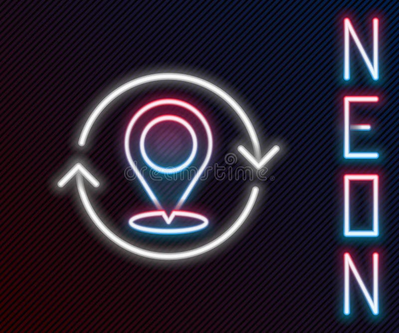 Glowing Neon Line Map Pin Icon Isolated on Black Background. Navigation ...