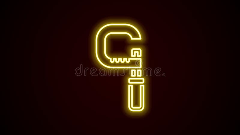 Glowing Neon Line Micrometer Icon Isolated on Black Background ...