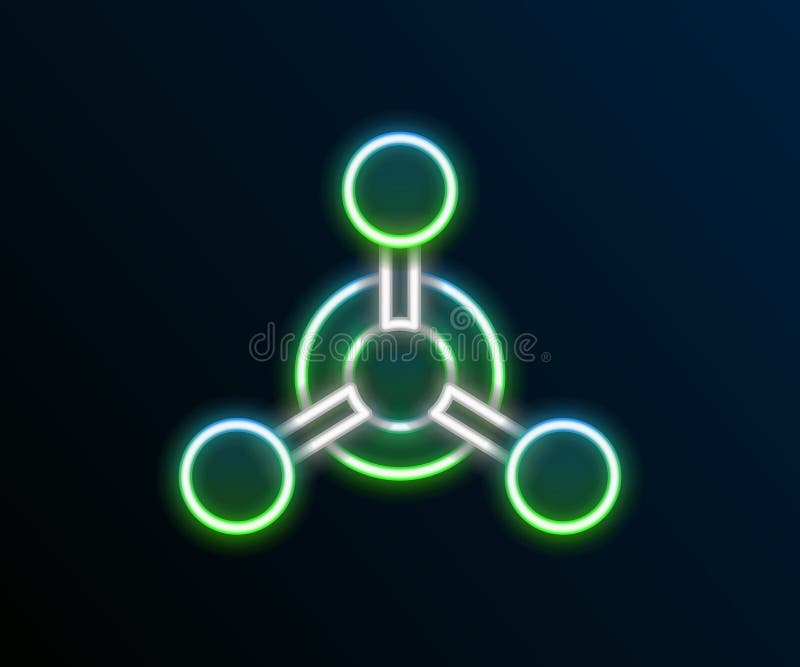 Glowing Neon Line Molecule Icon Isolated on Black Background. Structure ...