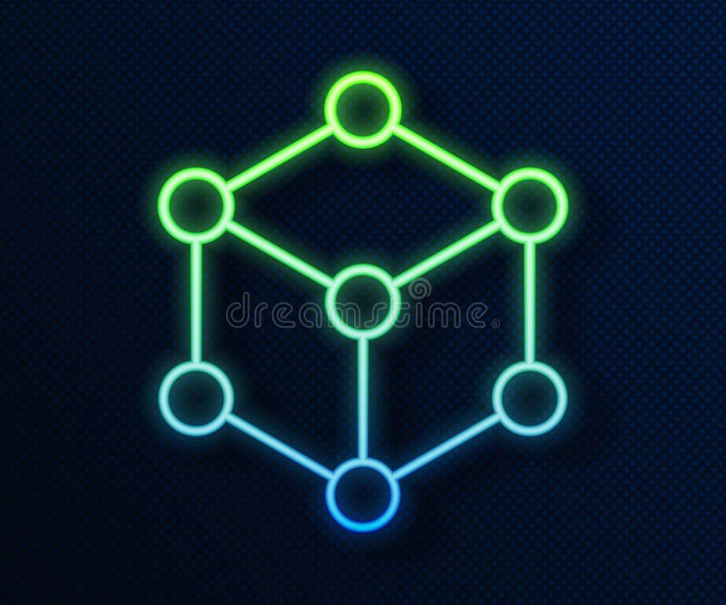 Glowing Neon Line Molecule Icon Isolated on Blue Background. Structure ...