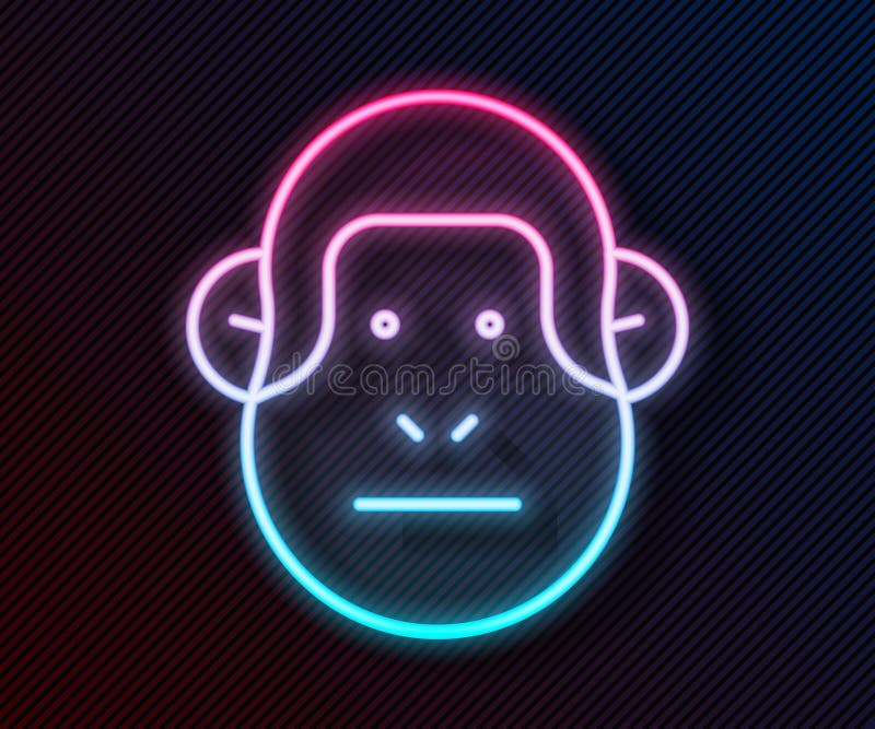 Glowing Neon Line Monkey Icon Isolated on Black Background. Animal ...