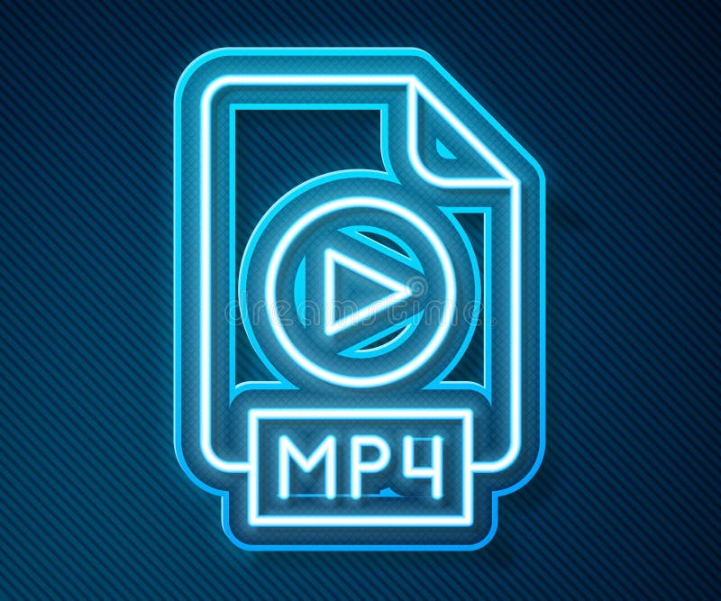 Glowing Neon Line MP4 File Document. Download Mp4 Button Icon Isolated ...