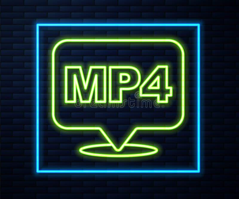 Glowing Neon Line MP4 File Document. Download Mp4 Button Icon Isolated ...