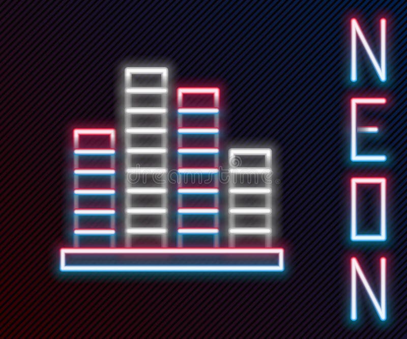 Glowing Neon Line Music Equalizer Icon Isolated on Black Background ...