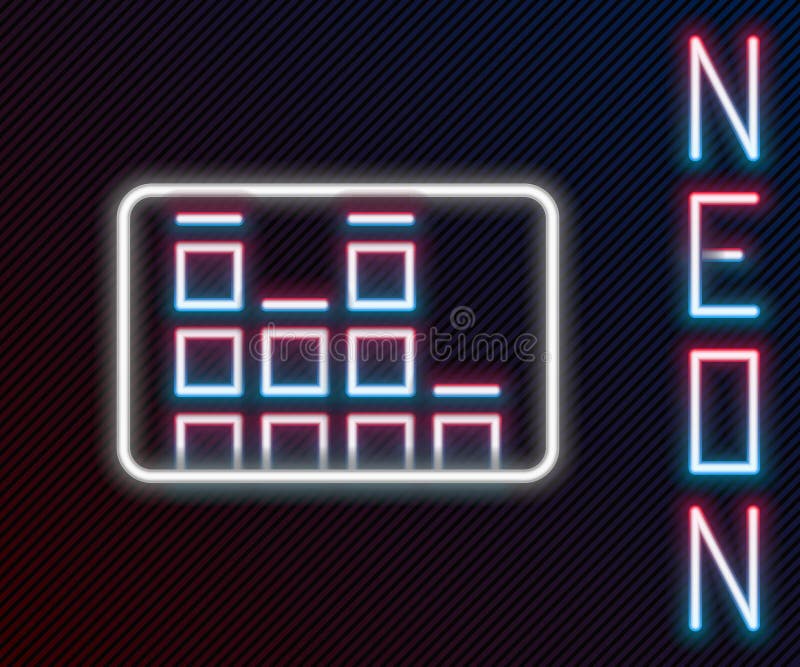 Glowing Neon Line Music Equalizer Icon Isolated on Black Background ...
