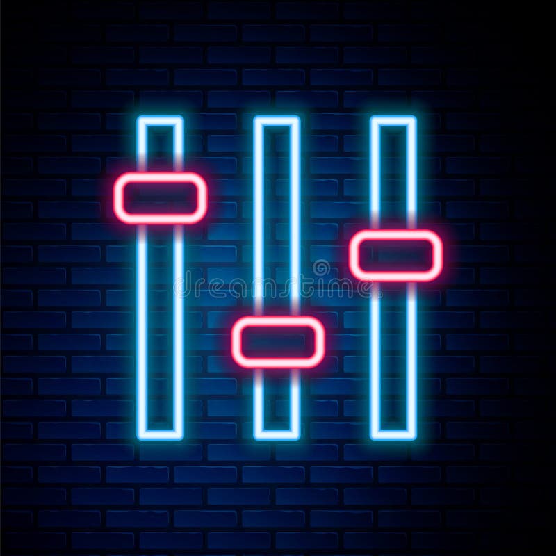 Glowing Neon Line Music Equalizer Icon Isolated on Brick Wall ...