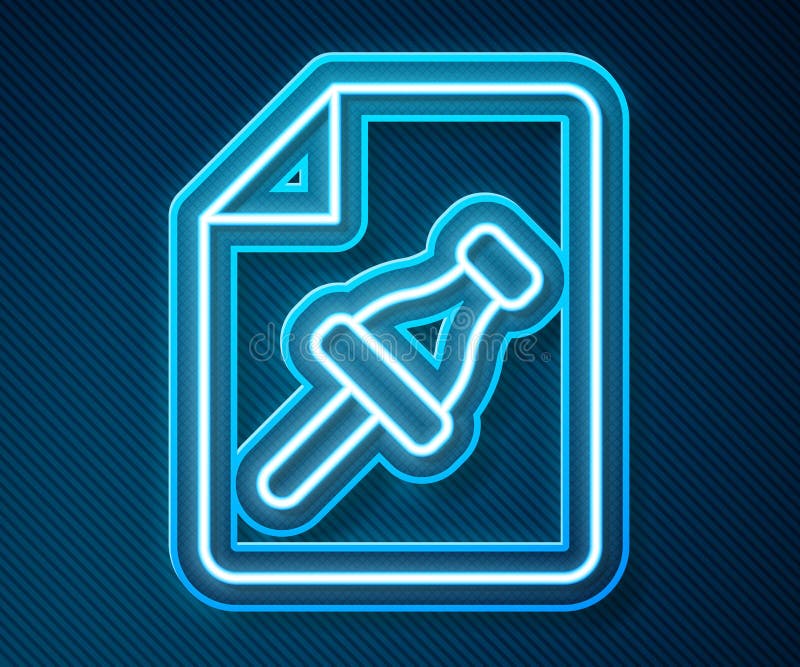 Glowing Neon Line Note Paper with Pinned Pushbutton Icon Isolated on ...