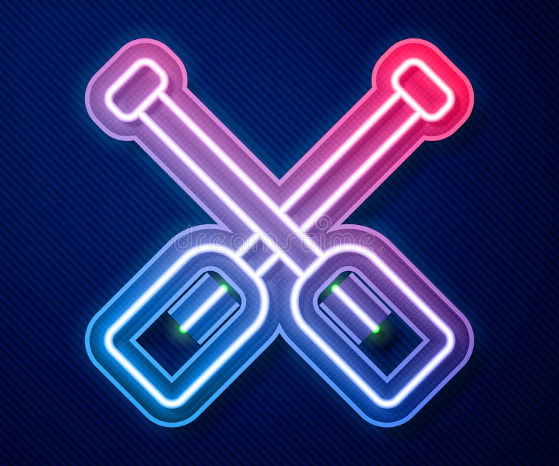 Glowing Neon Line Paddle Icon Isolated on Blue Background. Paddle Boat ...