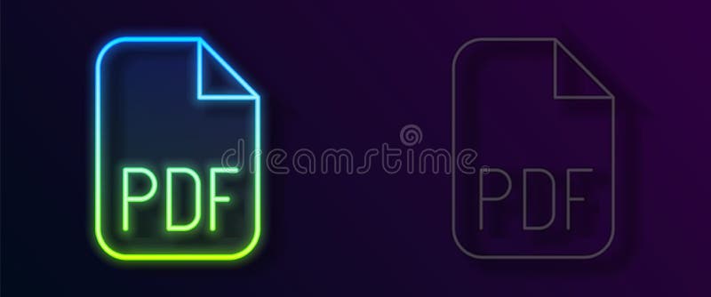 Glowing Neon Line PDF File Document. Download Pdf Button Icon Isolated ...