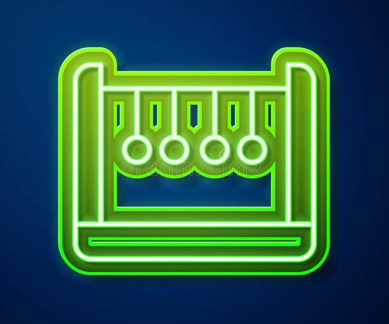 Glowing Neon Line Pendulum Icon Isolated on Blue Background. Newtons ...