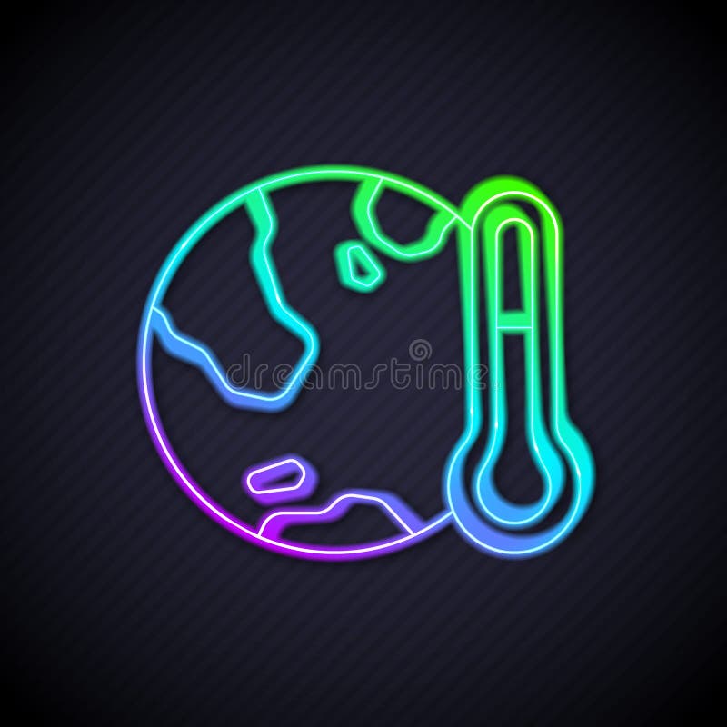 Glowing Neon Line Planet Earth Melting To Global Warming Icon Isolated ...