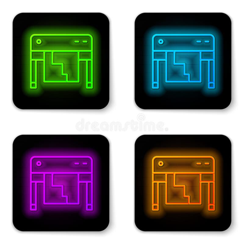 Glowing Neon Line Plotter Icon Isolated on White Background. Large ...
