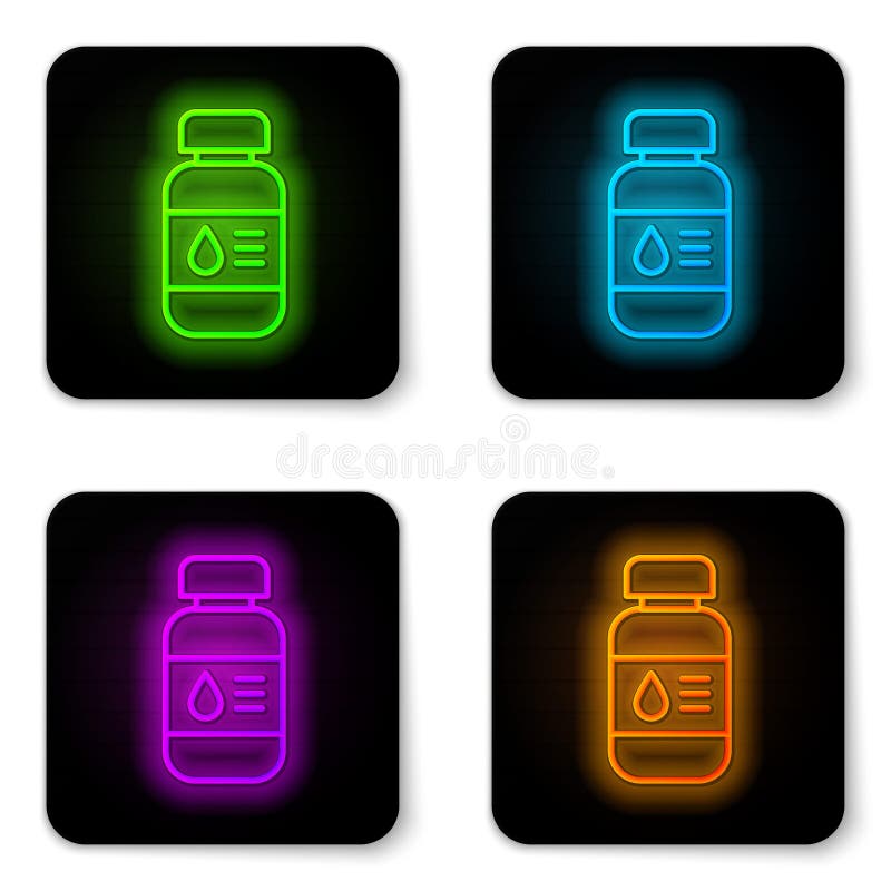 Glowing Neon Line Printer Ink Bottle Icon Isolated on White Background ...