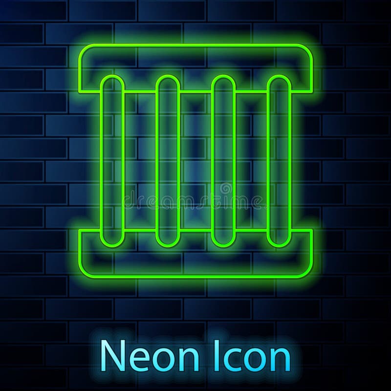 Glowing Neon Line Prison Window Icon Isolated on Brick Wall Background ... Glowing Neon Line Prison Window Icon Isolated on Brick Wall Background ...