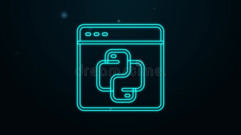 Glowing Neon Line Python Programming Language Icon Isolated On Black Background Python Coding 8254