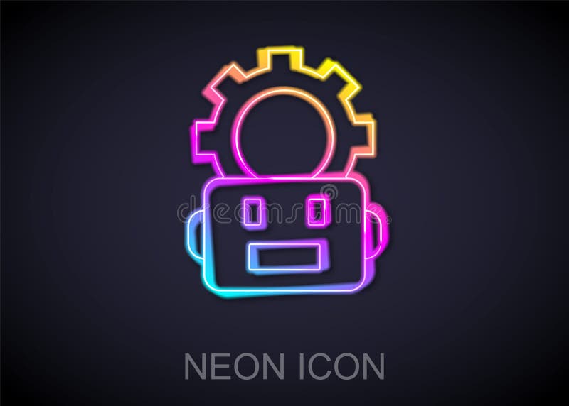 Glowing Neon Line Robot Setting Icon Isolated on Black Background ... Glowing Neon Line Robot Setting Icon Isolated on Black Background ...