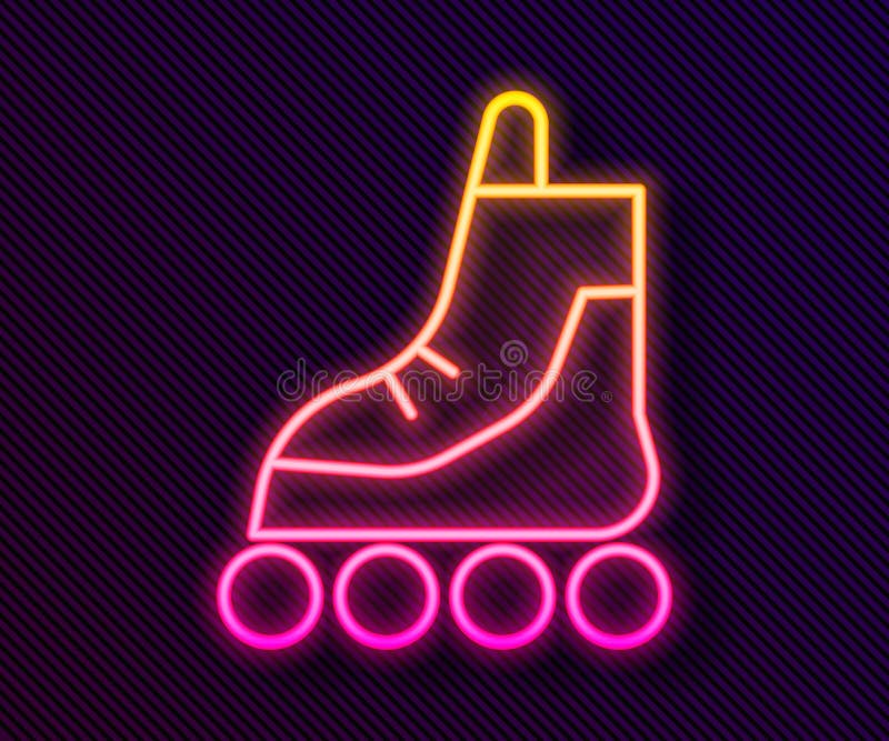 Glowing Neon Line Roller Skate Icon Isolated on Black Background ...