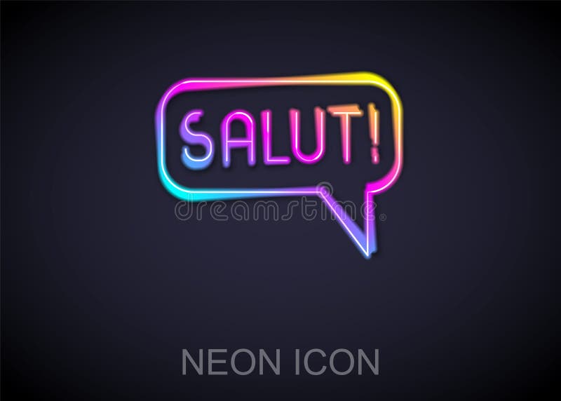 Glowing Neon Line Salut in Different Languages Icon Isolated on Black ...