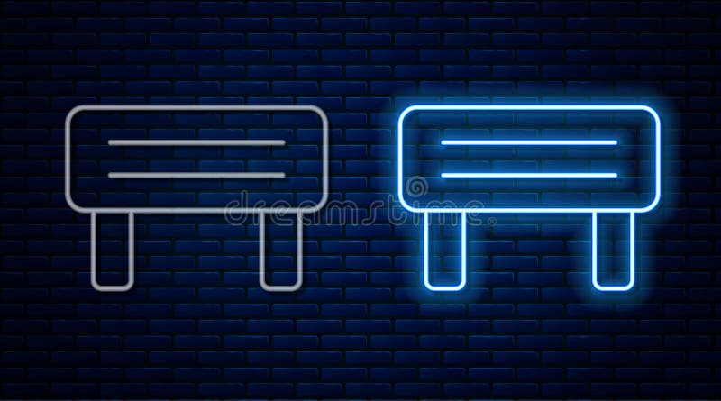 Glowing Neon Line Sauna Wood Bench Icon Isolated on Brick Wall ...
