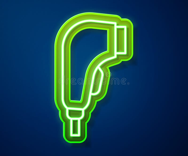 Glowing Neon Line Scanner Scanning Bar Code Icon Isolated on Blue ...